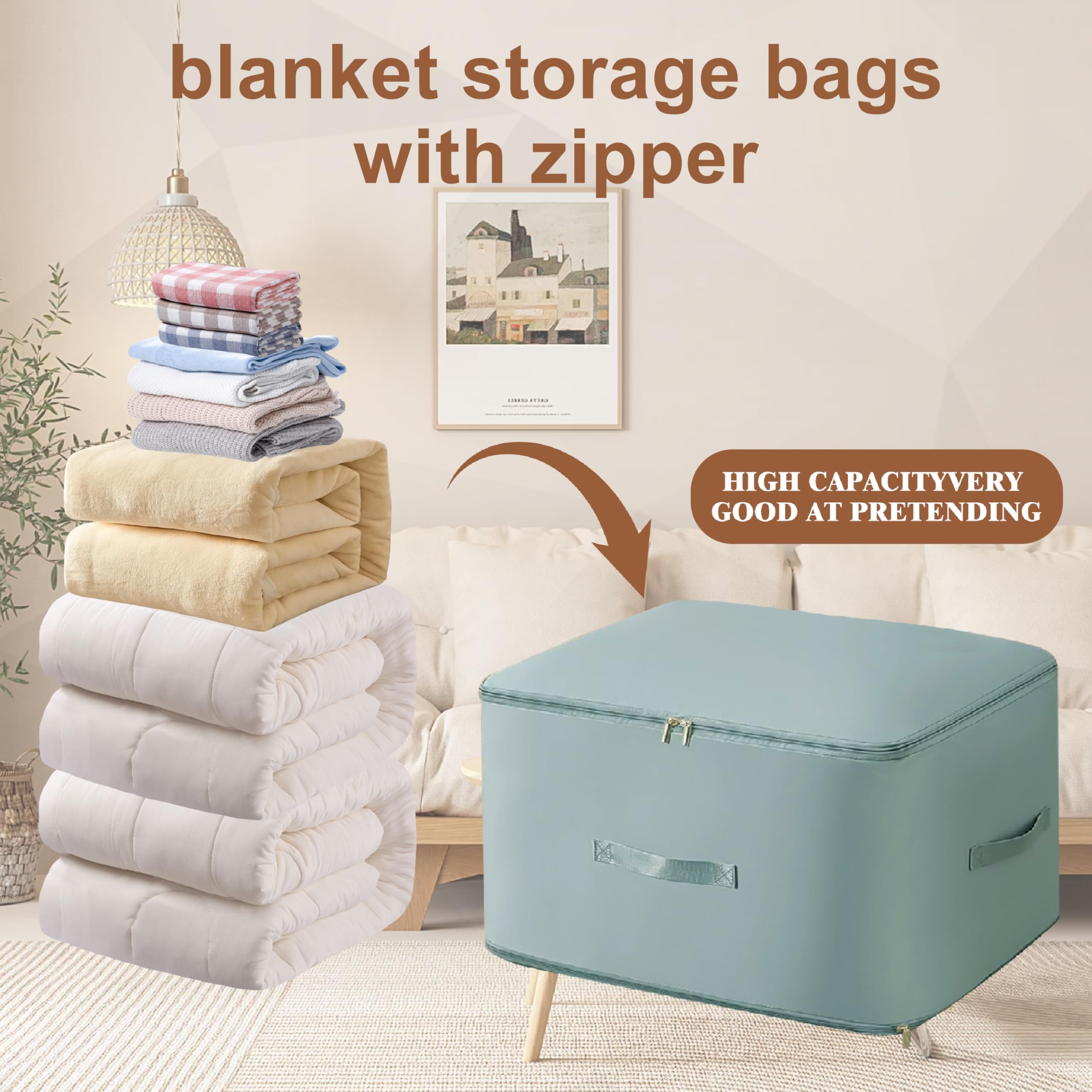 AGSIXZLAN Ultra Space Saving Self Compression Organizer,2024 New Portable Heavy Duty Moving Bags, Storage Tote For Space Saving,For Comforters,Clothes And Blankets,Bedding (Blue,Xl-54 * 42 * 60 Cm)
