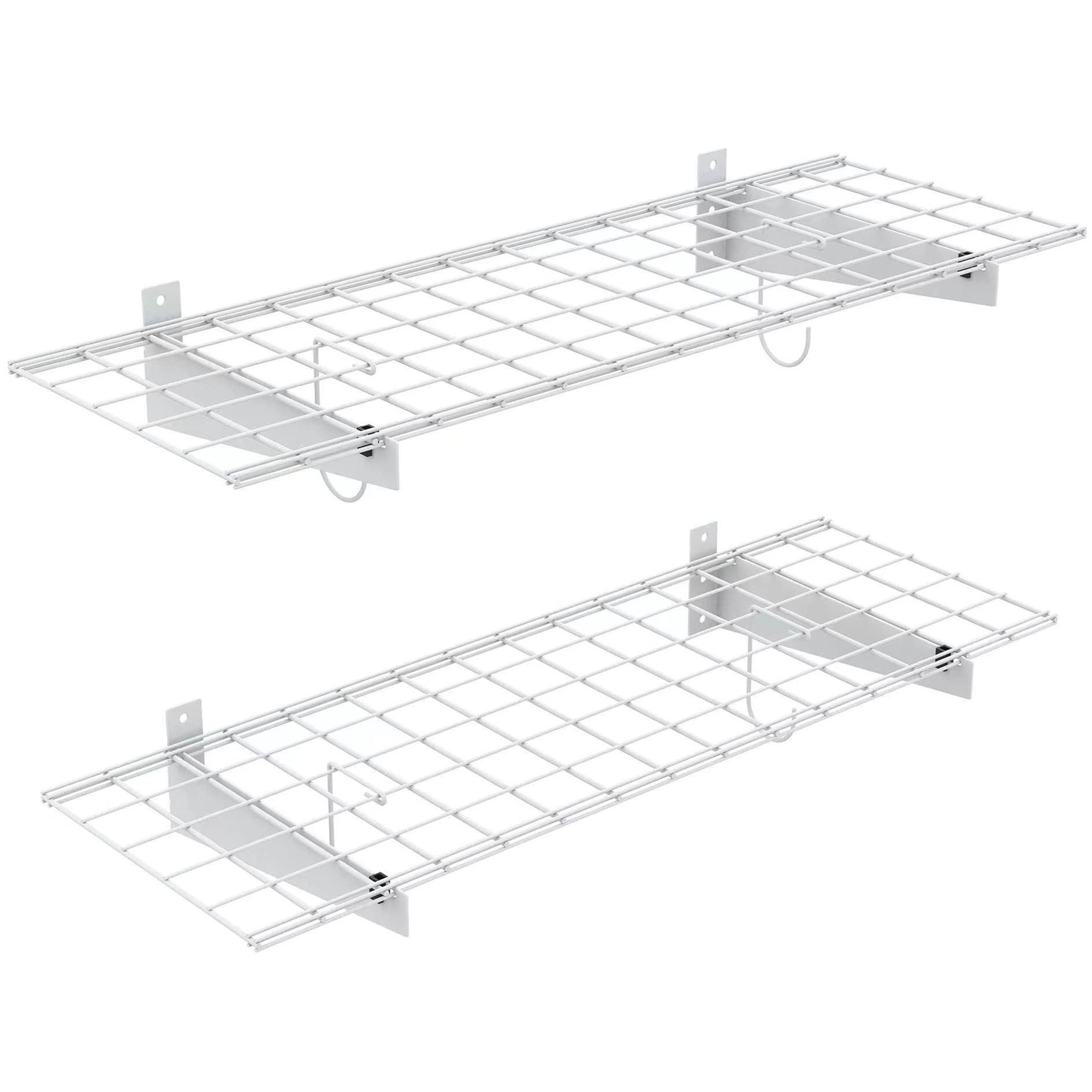 TORACK 2 Pack Garage Storage System Shelves, 15" x 45" Wall Mounted Wire Shelves for Storage Heavy Duty Garage Wall Shelving(Pack of 2, White)