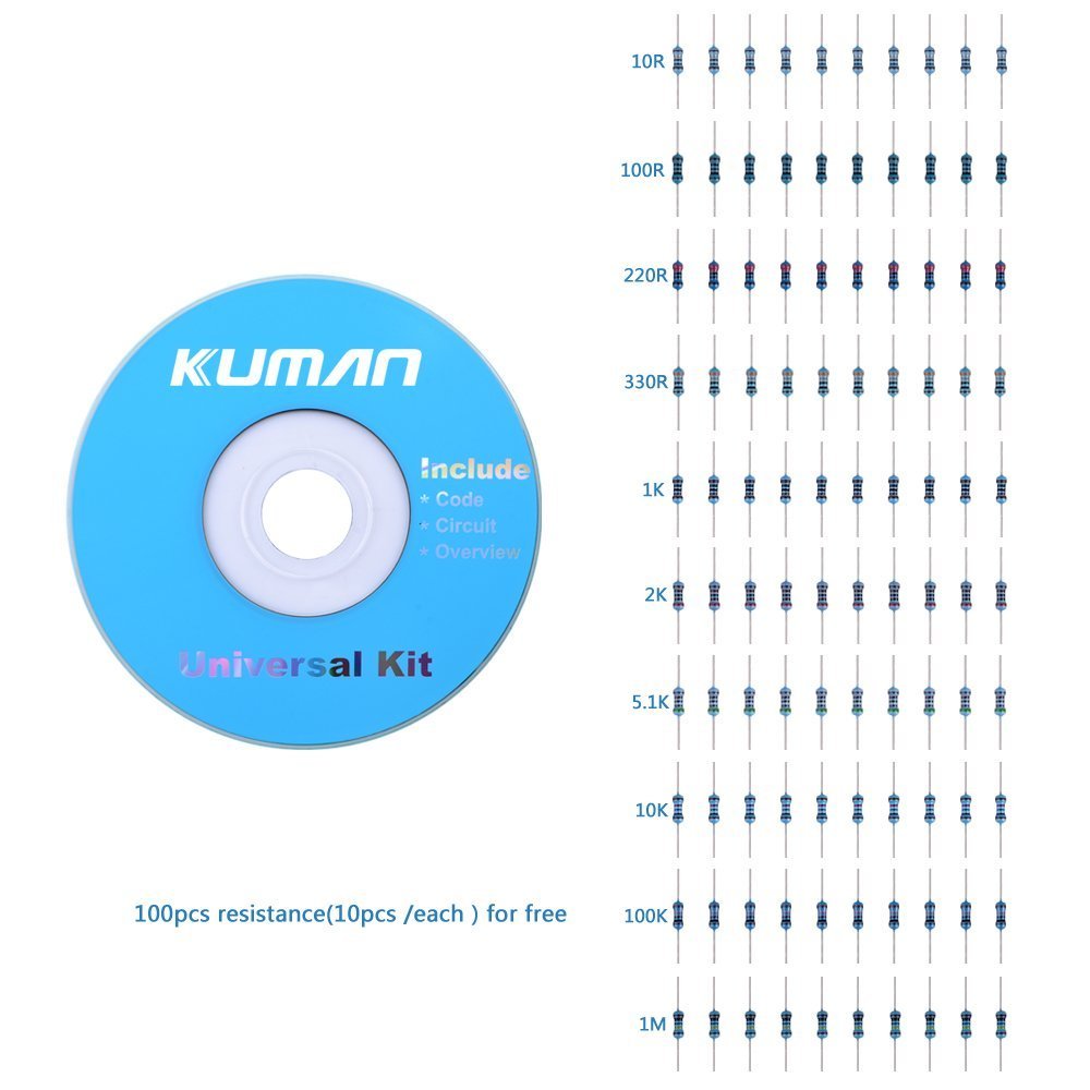 kuman Compatible For Arduino Raspberry pi Sensor kit, 37 in 1 Robot Projects Starter Kits with Tutorials Compatible for Arduino RPi 3 2 Model B B+ K5