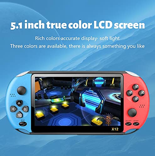 CZT New 5.1-inch Retro Video Game Console Build in 4800 Games of 9 emulators Handheld Portable Game Console Supports MP3/MP4/E-book with Rechargeable Lithium Battery mp3 mp4(Bluered)