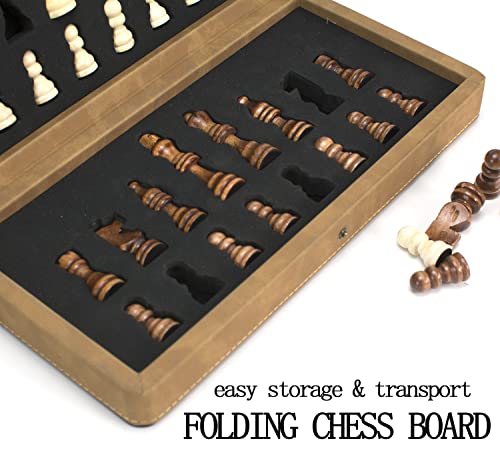 Chess Set for Adults & Kids -Leather Chess Board Magnetic Chess Pieces Unique Design Chess Game Gift Choice for Kids and Adults 2 players