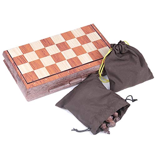 Chess Set Magnetic Board Tournament Travel Portable Chess Set New Chess Folded Board International Magnetic Chess Set Playing Gift Chess Game Board Set (Color : Brown)