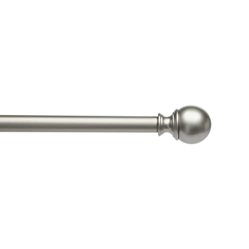 Amazon Basics 1-Inch Curtain Rod with Round Finials, 36 - 72 Inches, Nickel - Pack of 2