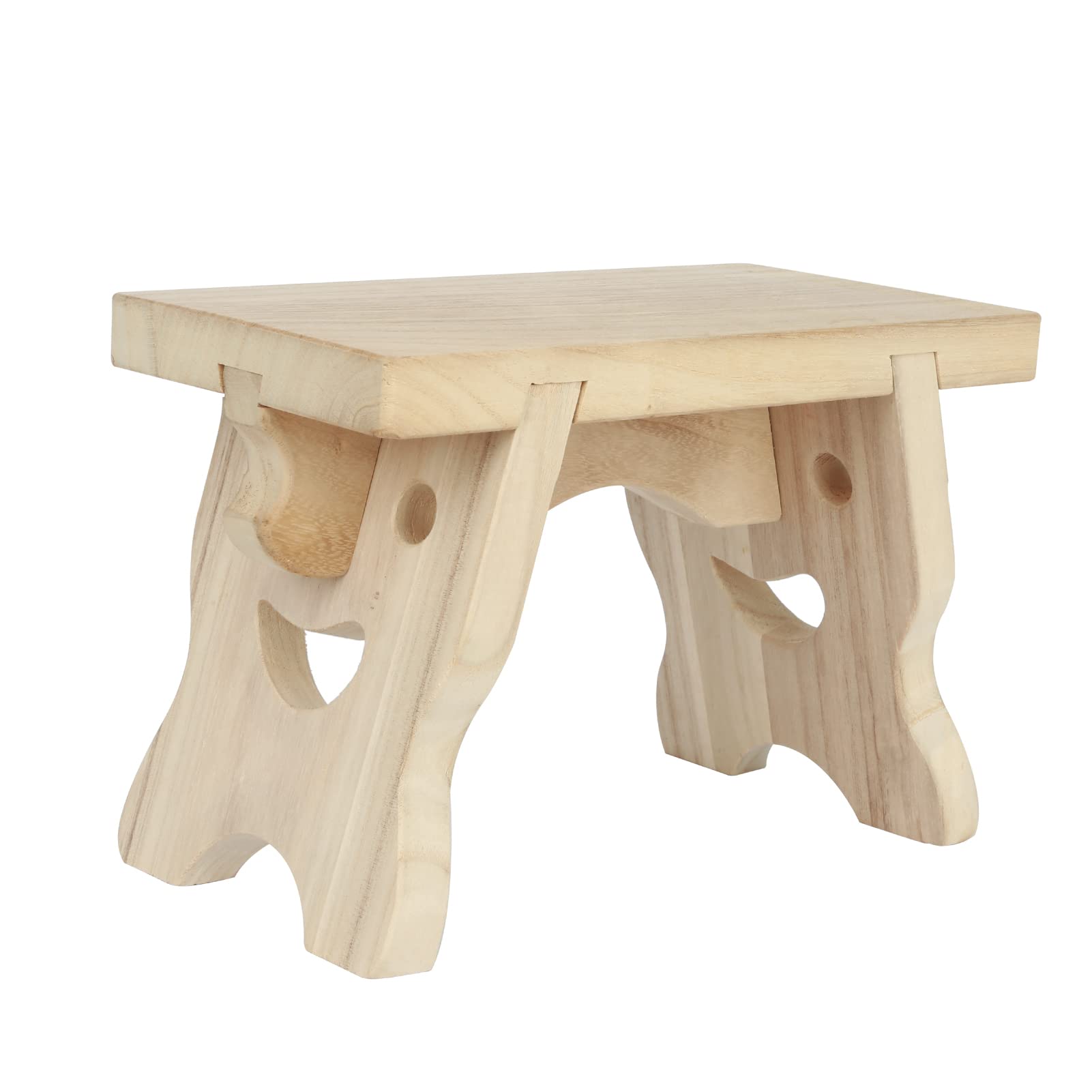 famobay Inovative Hand Crafted Hardwood Kid's Step Stool,Unfinished, No Glue, Screws, Staples or Nails, Lightweight and Sturdy, Plant Stand,Toddler Stool Chair, Unfinished Natural