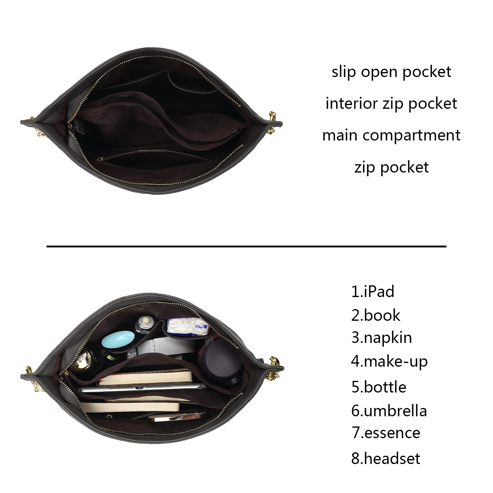 YALUXE Genuine Leather Shoulder Bag Stylish Womens Crossbody Travel Fashion Chain