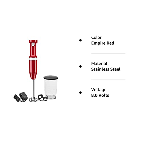 KitchenAid Cordless Variable Speed Hand Blender - KHBBV53, Empire Red