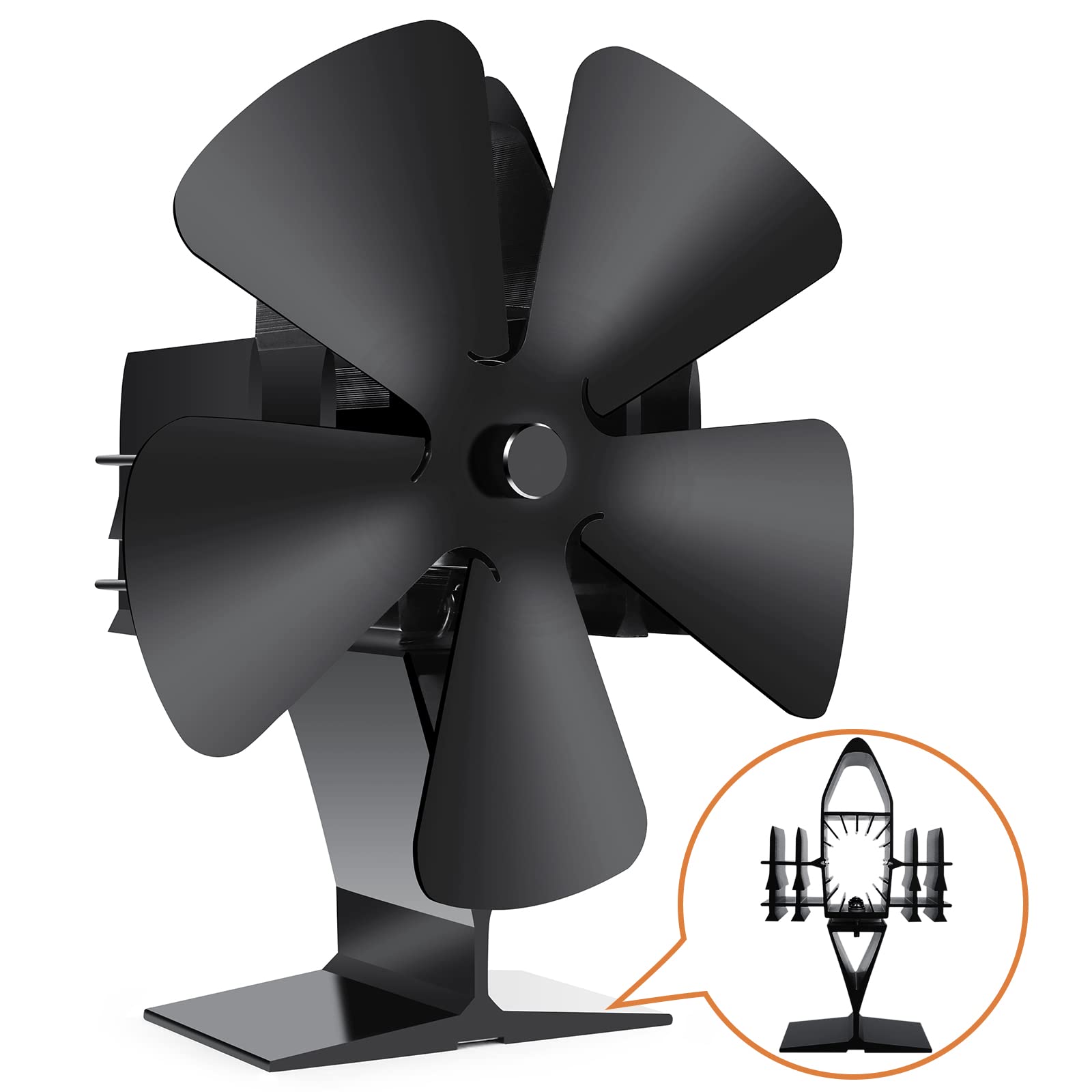 FCYMOV Heat Powered Stove Fan, 5-Blades Fireplace Stove Fan, for Wood, Fireplace, Log Burning, Ultra Quiet Circulating Warm Air Saving Fuel, Fast Start Burner Fireplace Fans Non Electric