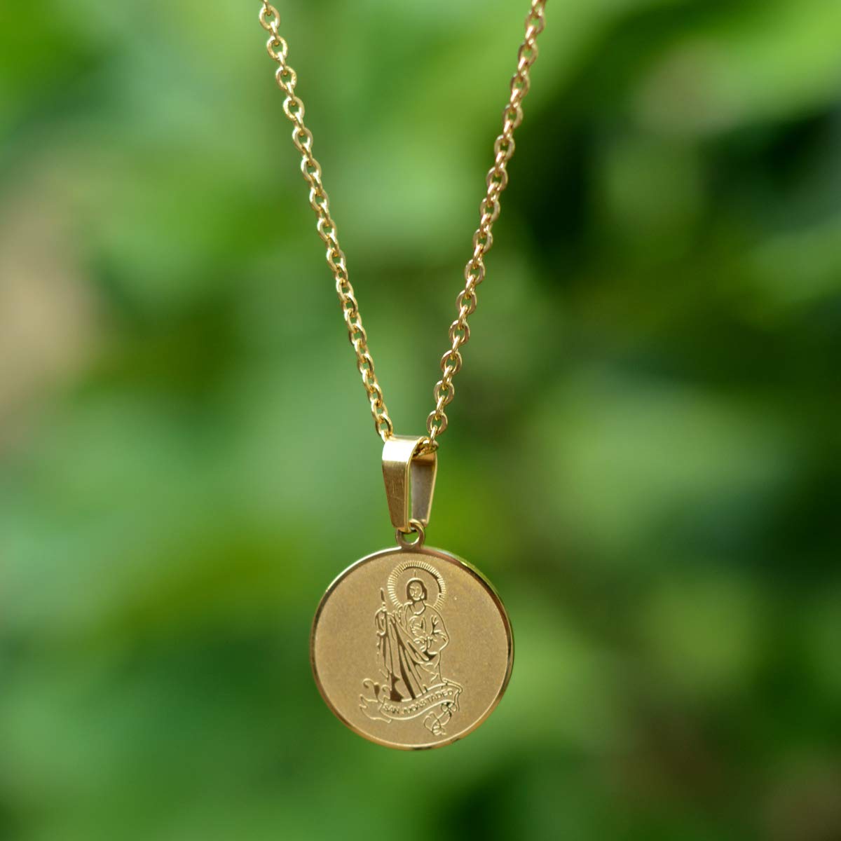 AA Stainless Steel St. Jude Thaddeus Pendant with Prayer and 22" Chain