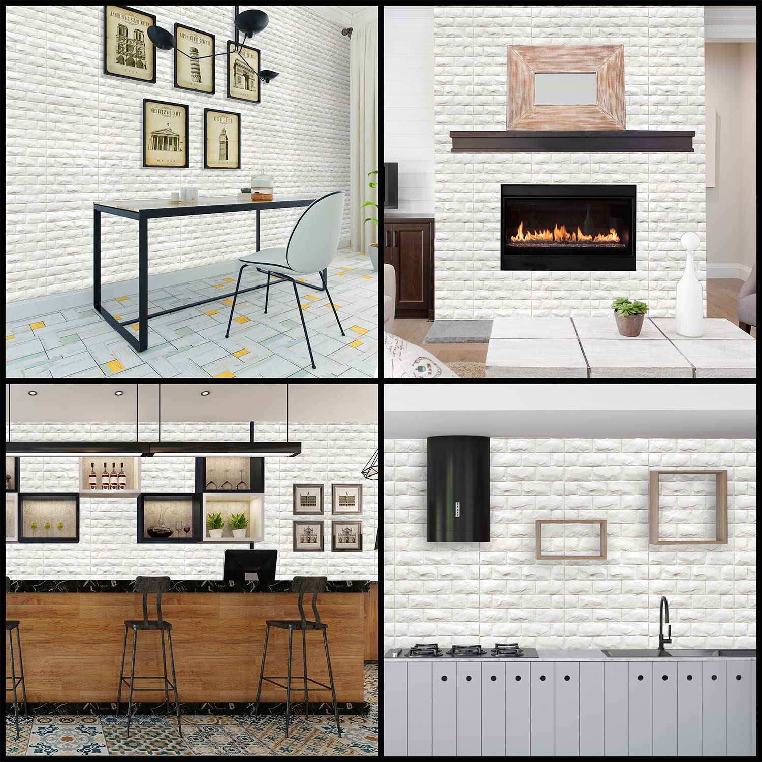 YU LI 3DH 3D Wall Panels Peel and Stick 11PCS White Foam Brick Wallpaper for Bedroom Faux Stone Wall Panel Self-Adhesive Wallpaper (11PCS-10.65 Sq Ft, White)
