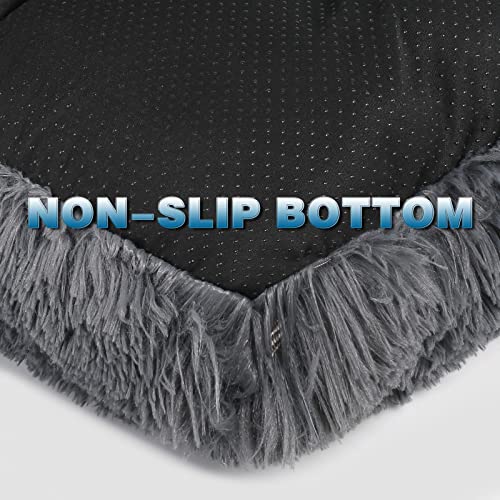 Dog Bed, Plush Soft Pet Mat Pad & Furniture，Washable Anti-Slip Dog Crate Bed for Large Medium Small Dogs and Cats (36"x23.5", Grey)