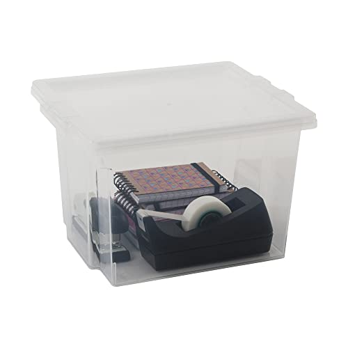 IRIS OHYAMA Set of 3, Storage box, 13 L, with lid, stackable, garage, bedroom, living room - Useful Storage Box USB-SP - Transparent
