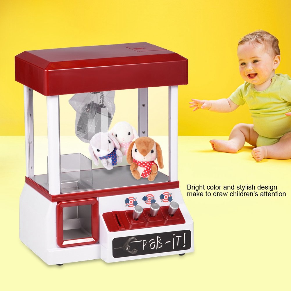 Fdit Claw Toy Grabber Machine Mini Electronic Musical Plush Toys Catcher Game Fun Toy for Children Kids