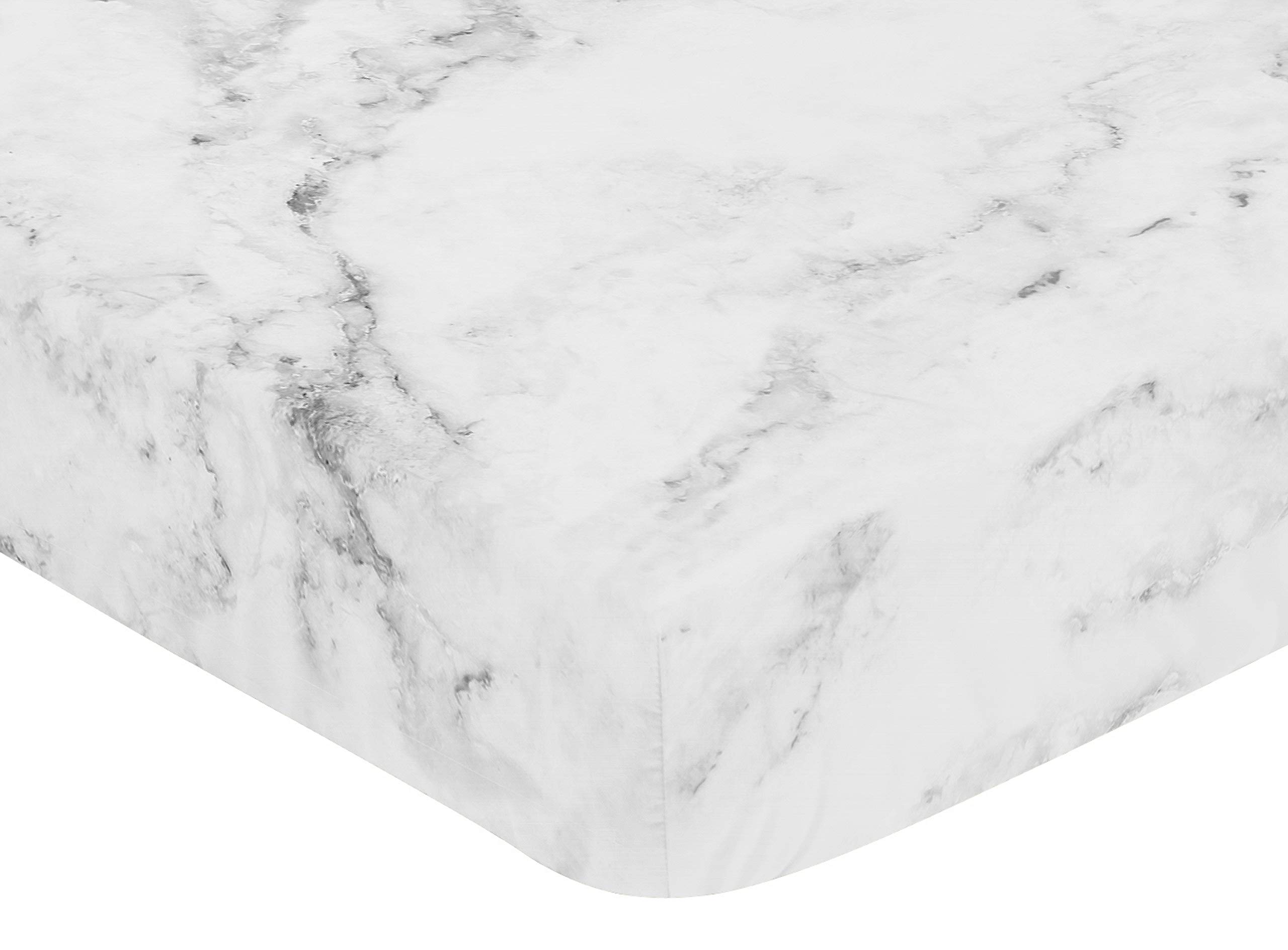 Sweet Jojo Designs Grey, Black and White Baby or Toddler Fitted Crib Sheet for Marble Collection
