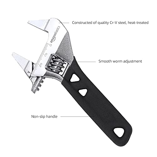 Amazon Basics 2-Piece Slim Jaw Adjustable Wrench with Inch/Metric Scale, Includes: 4.5-Inch (115mm), 5.5-Inch (140mm)