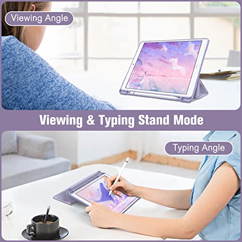 Fintie Hybrid Slim Case for iPad Air 3rd Generation 10.5" 2019 / iPad Pro 10.5 Inch 2017 - [Built-in Pencil Holder] Shockproof Cover with Clear Transparent Back Shell, Lilac Marble