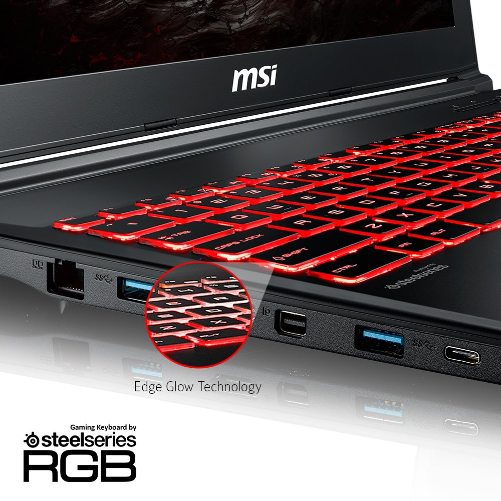 MSI GL62M 7REX-1896US 15.6" Full HD Gaming Laptop Computer Quad Core i7-7700HQ, GeForce GTX 1050Ti 4G Graphics, 8GB DRAM, 128GB SSD + 1TB Hard Drive, Steelseries Red Backlit Keyboard