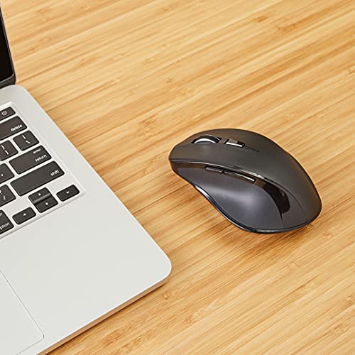 Amazon Basics 6-Button Ergonomic 2.4GHz Wireless Mouse with mechanical fast scrolling - Black, Standard