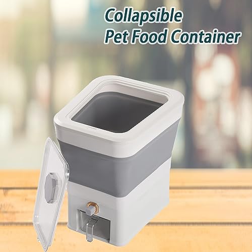 chuyouan Collapsible Dog Food Storage Container,Auto-Pet Food Container Foldable Cat Feed Storage Bin with Clear Lid Measuring Cups (25 LB)