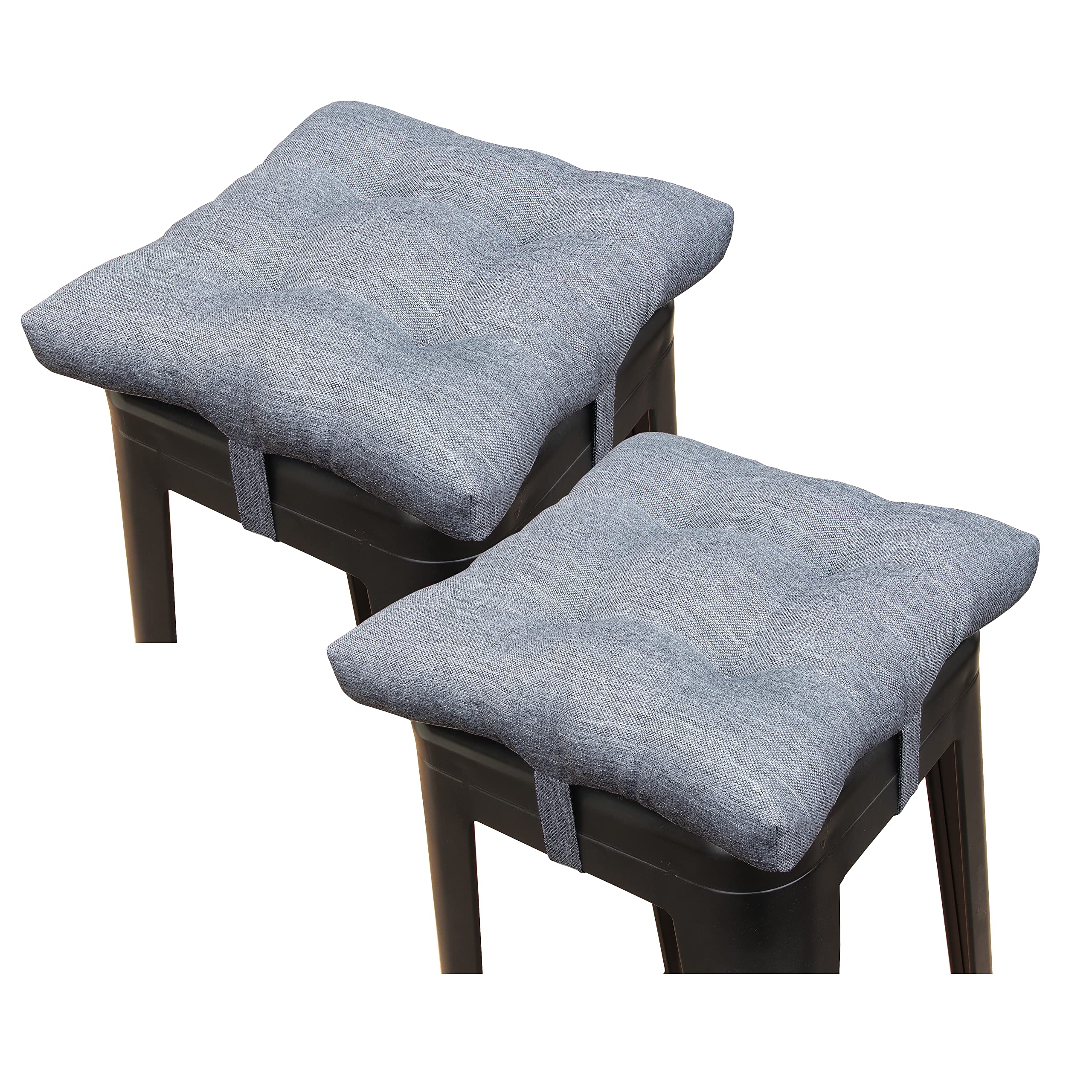 COZPLEN Bar Stool Cushions, Outdoor Patio Home Kitchen Square seat Cushions with Ties 12 Inches, Set of 2, Light Grey