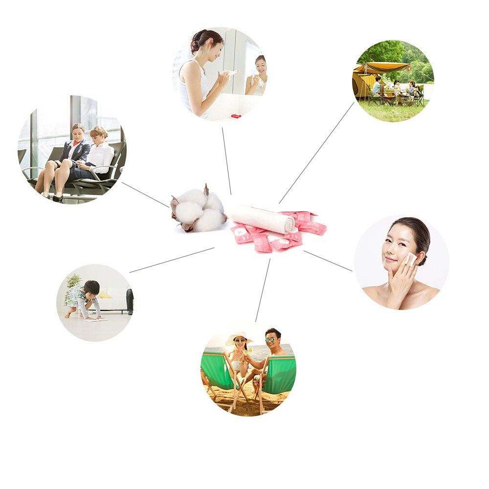 HONBAY 50 Pcs Magic Compressed Travel Towel Disposable Compressed Cotton Washcloth