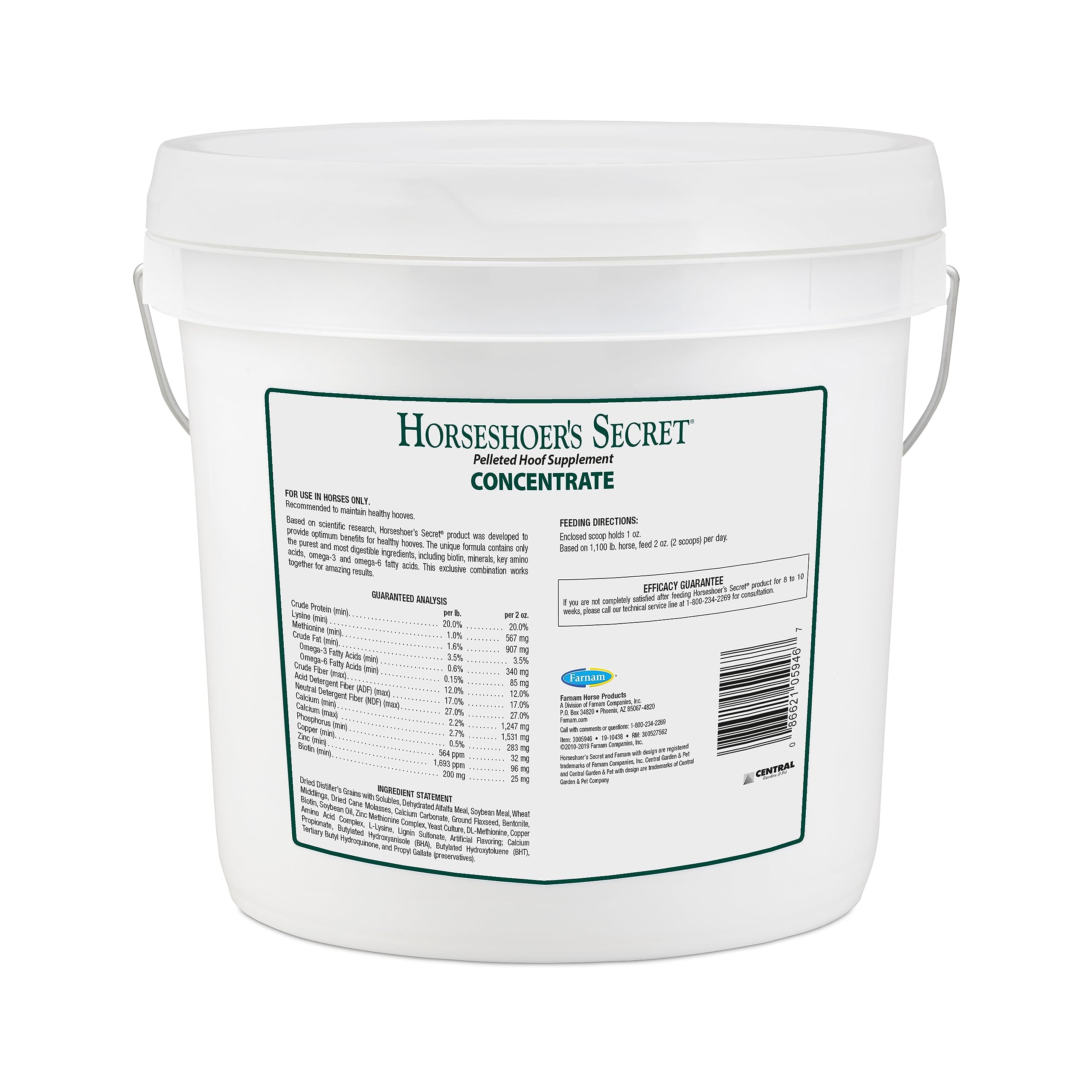 Farnam Horseshoer's Secret Pelleted Hoof Supplements Concentrate, Economic formula with 25 mg. of biotin per 2 ounce serving, 11.25 lb, 90 day supply