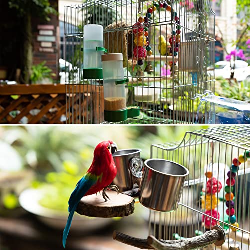 Bird Perches Parakeet Cage Accessories - Natural Wooden Parrot Stand Branch Budgie Bath Mirror Hammock Winter Warm Hanging Nest Hut Cockatiel Water Feeder Dispenser