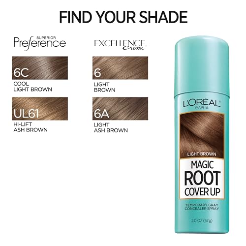 L'Oreal Paris Hair Color Root Cover Up Temporary Gray Concealer Spray, Light Brown, 2 Ounce