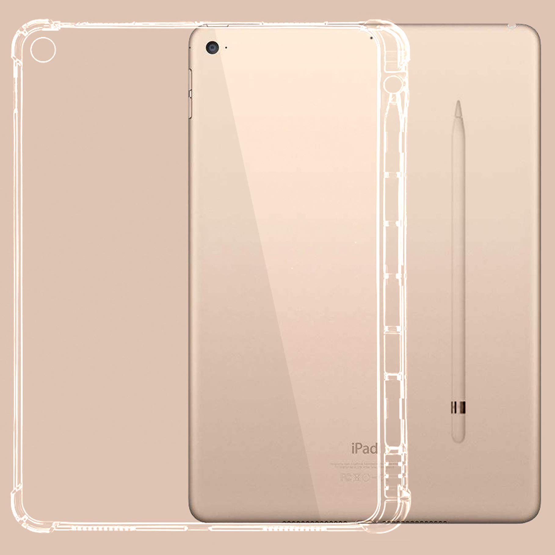 SFFINE Clear Case for New iPad 10.2 7th/8th/9th Generation 2021/2020/2019 with Pencil Holder, Shockproof Thin Slim Transparent Flexible TPU Gel Silicon Back Cover Protective Shell Fit iPad 10.2 Inch