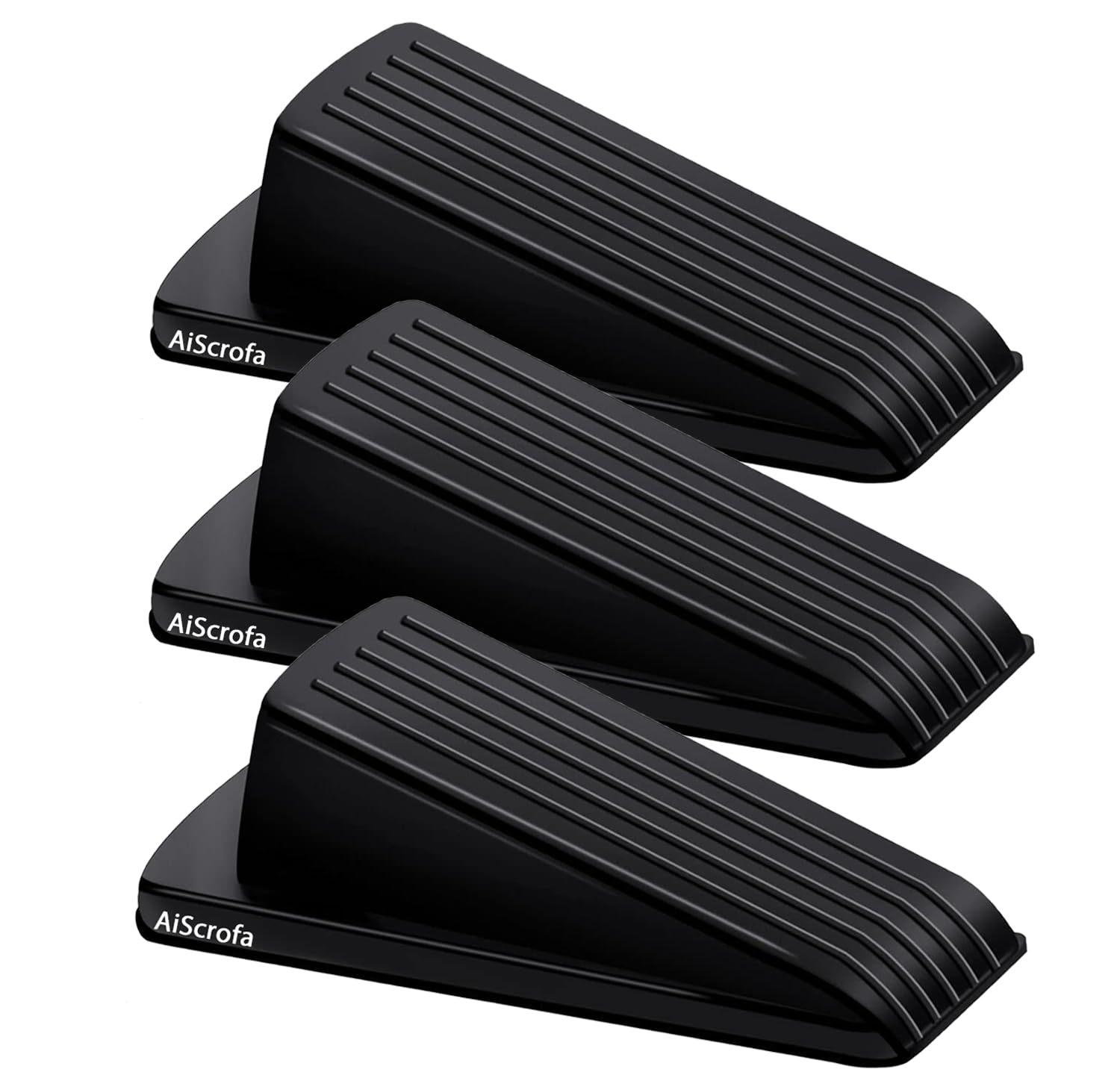 AiScrofa Door Stoppers for Bottom of Door on Floor, Door Gaps, Rubber Door Stop Wedge, Sturdy Stackable Door Stops for Carpet Heavy Duty Door（3 Pack）