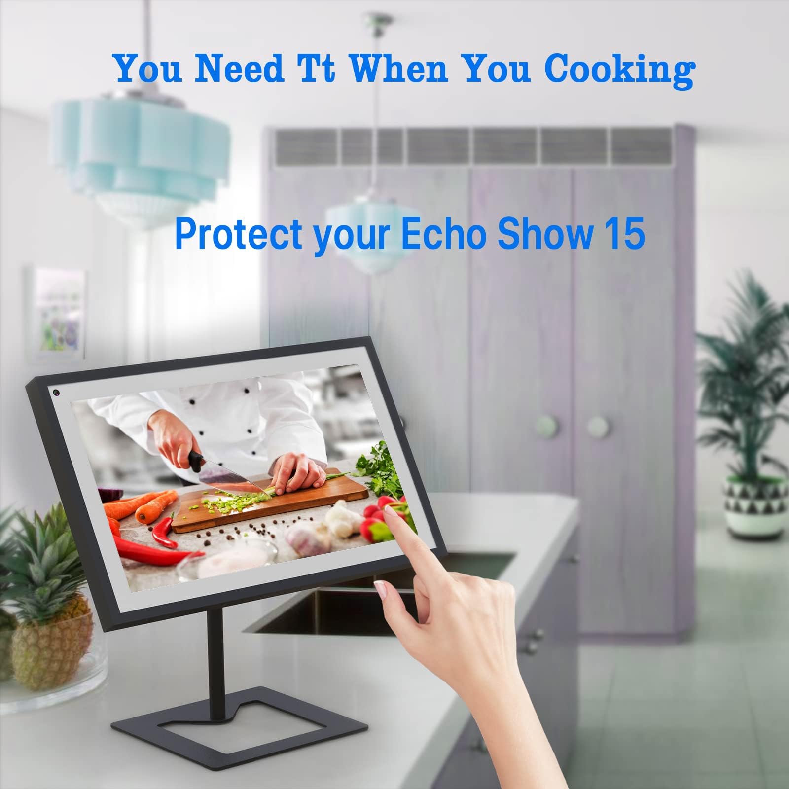 Adjustable Metal Stand for Amazon Echo Show 15, Tilt and Swivel Metal Stand Made for Echo Show 15, 15.6" Smart Display Metal Holder Sturdy and Not Wobbly-Matte Black