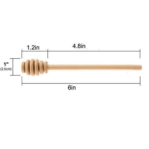 Creative Hobbies® 6 Inch Wood Honey Dipper Stick Server for Honey Jar Dispense Drizzle Honey New | Pack of 6