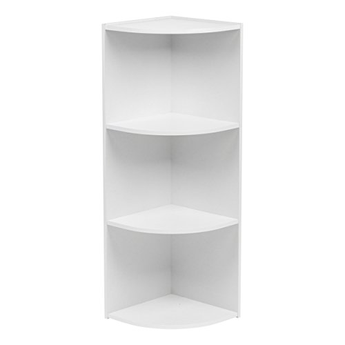 IRIS USA Small Spaces Wood, Bookshelf Storage Shelf, Bookcase, 3-Tier - Corner, White,596326