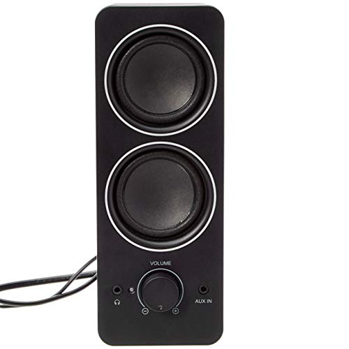 Amazon Basics AC Powered PC Multimedia External Speakers, 3.47 x 4.26 x 9.34 inches, Black