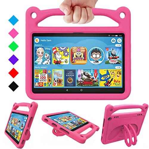 Fire HD 8 Tablet case,Fire HD 8 Case for Kids- Lightweight Shockproof Kid-Proof Cover with Stand for All-New Amazon Kindle Fire HD 8 Kids Tablet & Kids Pro Tablet,Rose