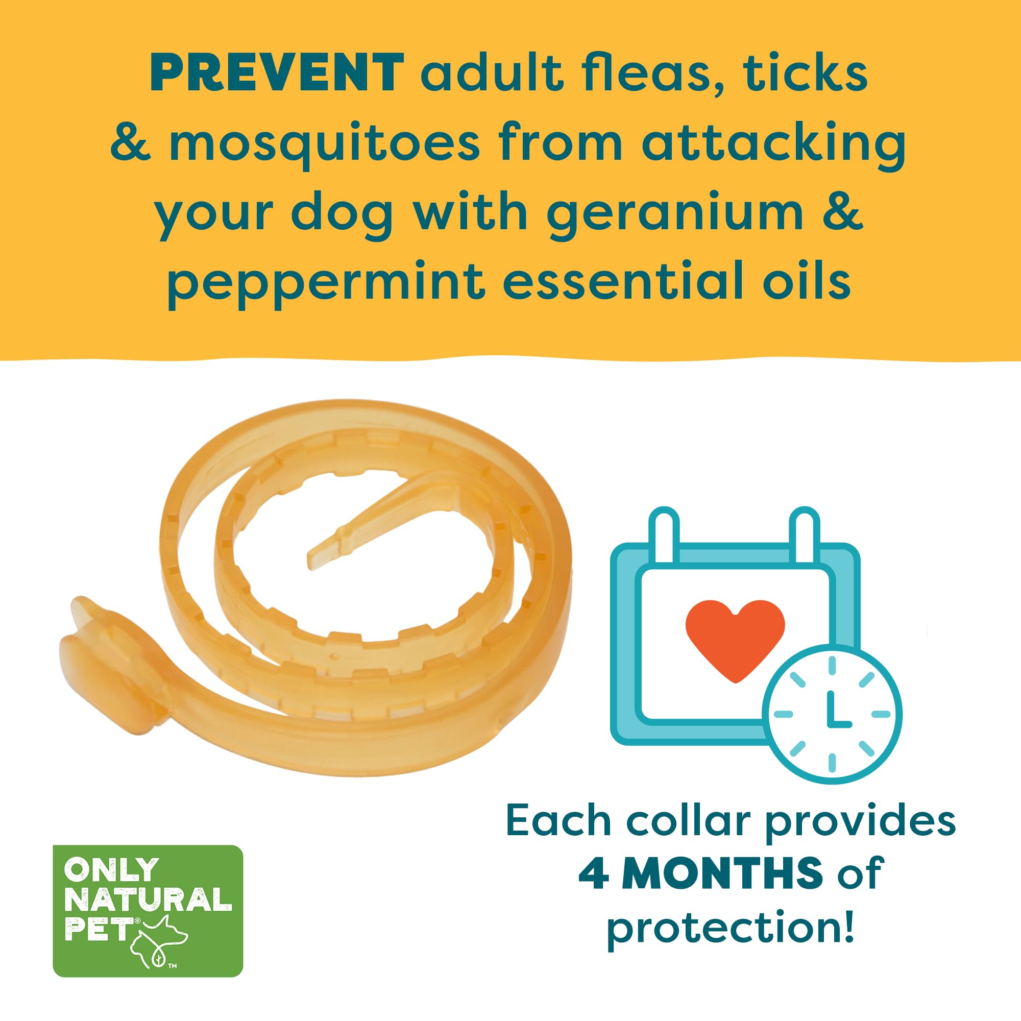 Only Natural Pet EasyDefense Flea & Tick Dog Collar - Canine Flea Collars Flea and Tick Control - Pet Flea Care That Protects up to 4 Months - for Dogs (2 Pack)