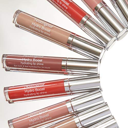 Neutrogena Hydro Boost Moisturizing Lip Gloss, Hydrating Non-Stick and Non-Drying Luminous Tinted Lip Shine with Hyaluronic Acid to Soften and Condition Lips, 50 Radiant Rose, 0.10 oz