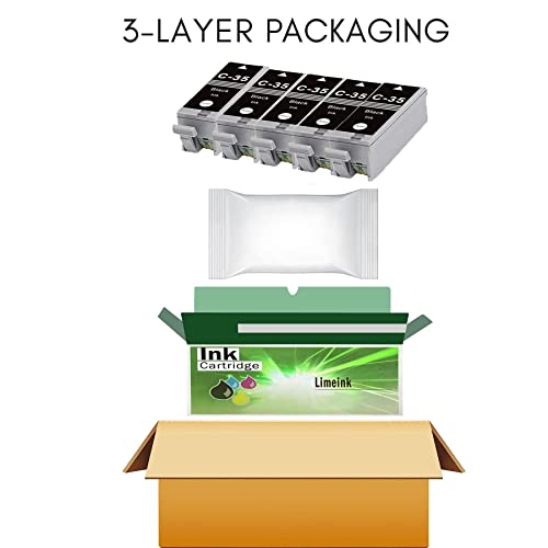 Limeink 5 Pack Black PGI-35 Compatible Ink Cartridges Set Use for PIXMA iP100 PIXMA iP110 Series Printers 1509b002 1511B002