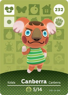 Canberra - Nintendo Animal Crossing Happy Home Designer Amiibo Card - 232