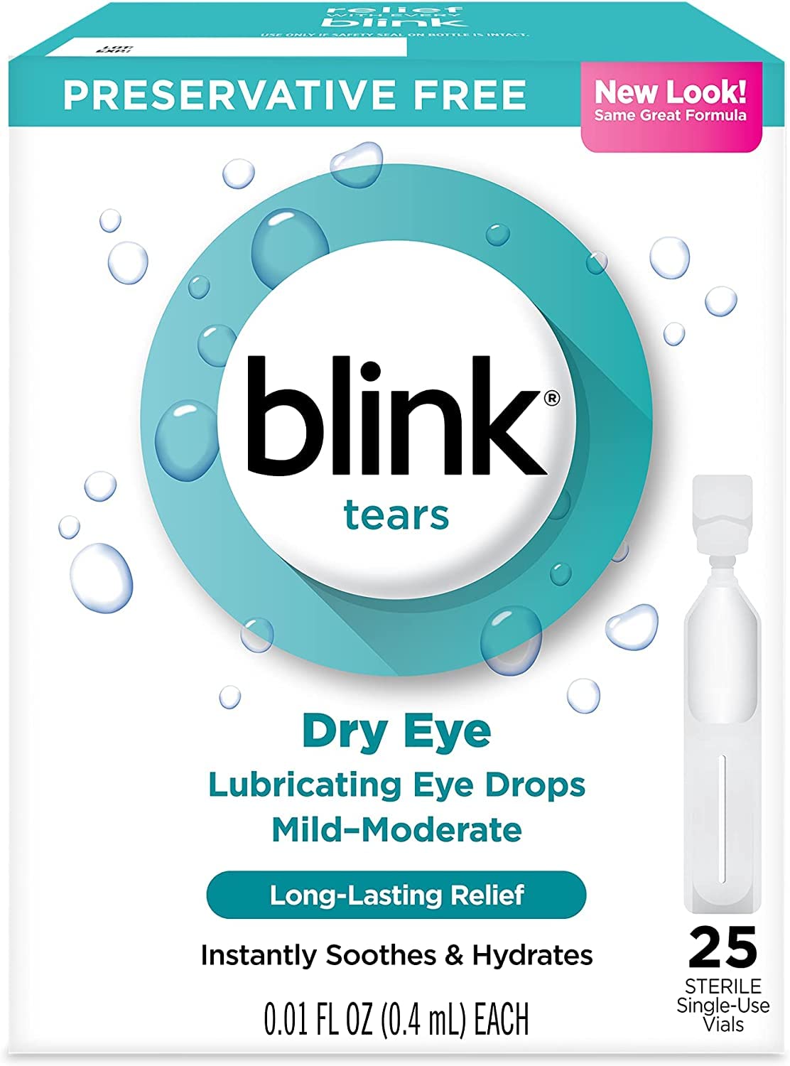 blink Tears Lubricating Eye Drops Mild-Moderate Dry Eye 25 Each,0.01 Fl Oz (Pack of 25)
