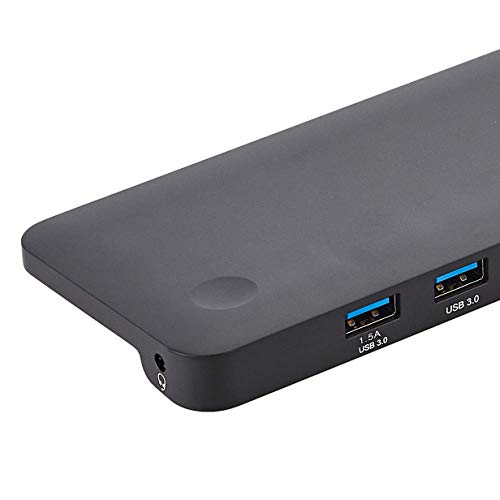 Amazon Basics Aluminum Type-C Docking with DisplayPort, HDMI, VGA, 3 USB-A, Ethernet, SD/TF Card Reader, Audio, and Type-C Charging Port (PD 100W) - Pedestal, Black