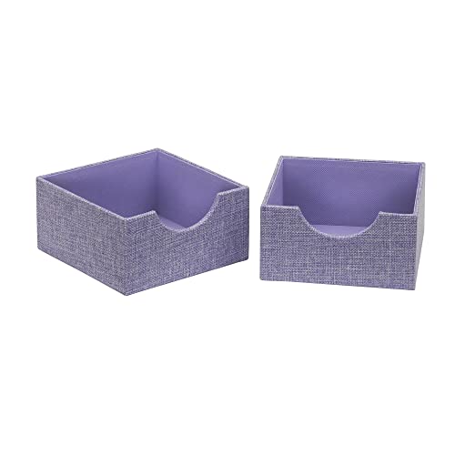 Household Essentials 2-Pack of Drawer Organizers, Sturdy Chipboard Wrapped In Soft Polyester Fabric, Stylish and Functional Storage Solution, 3” H x 6” W x 6” D, Iris
