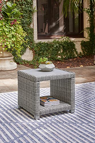 Signature Design by Ashley Naples Beach Casual Outdoor End Table, Light Gray