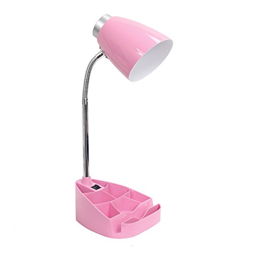 Limelights LD1002-PNK Gooseneck Organizer iPad Stand or Book Holder Desk Lamp, Pink 6.5 x 6.5 x 18.5