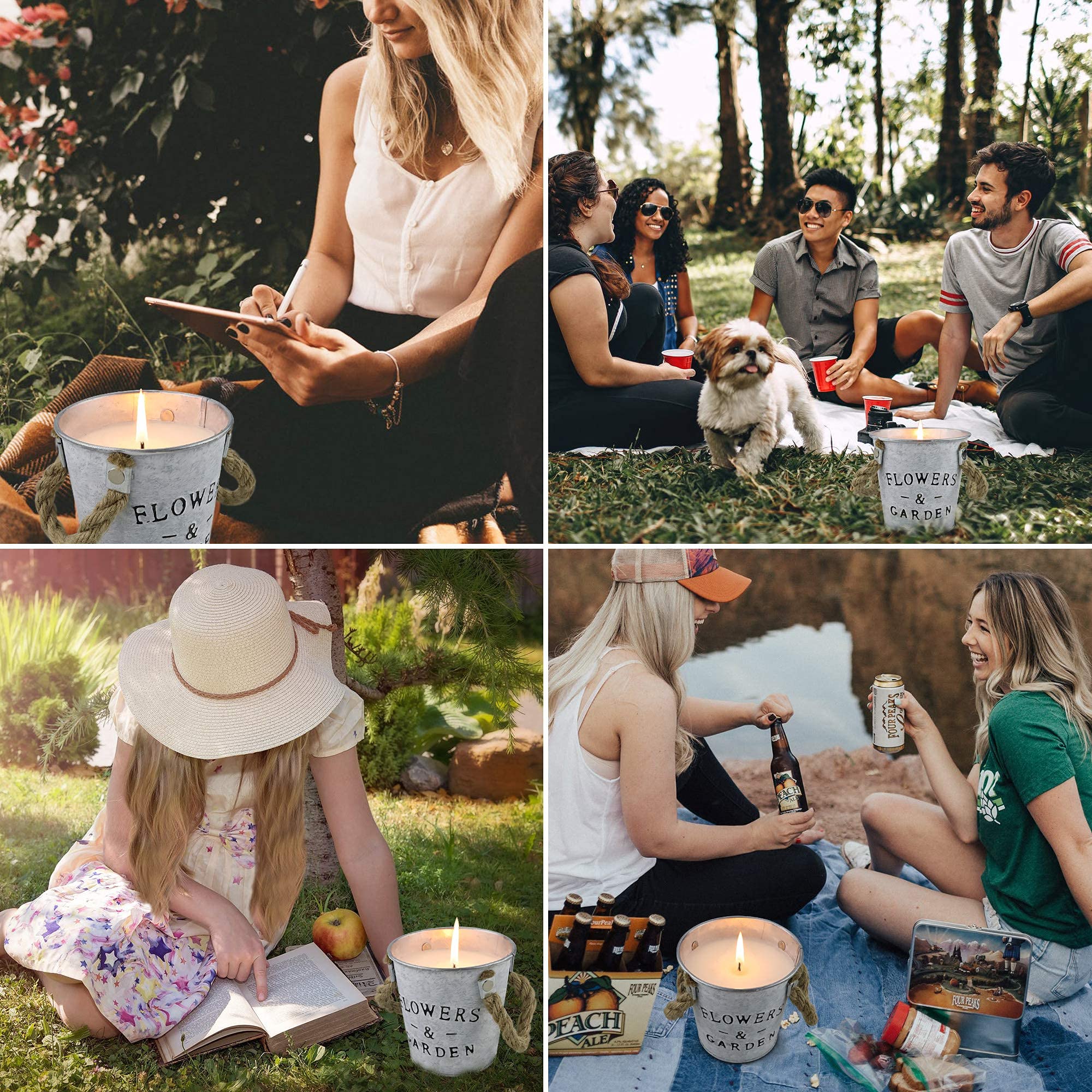 HOUCAE Scented Citronella Candles for Home, 2 Pack Soy Wax Candles, Aromatherapy Gift Set for Bedroom, Garden, Patio, Camping Picnic etc.