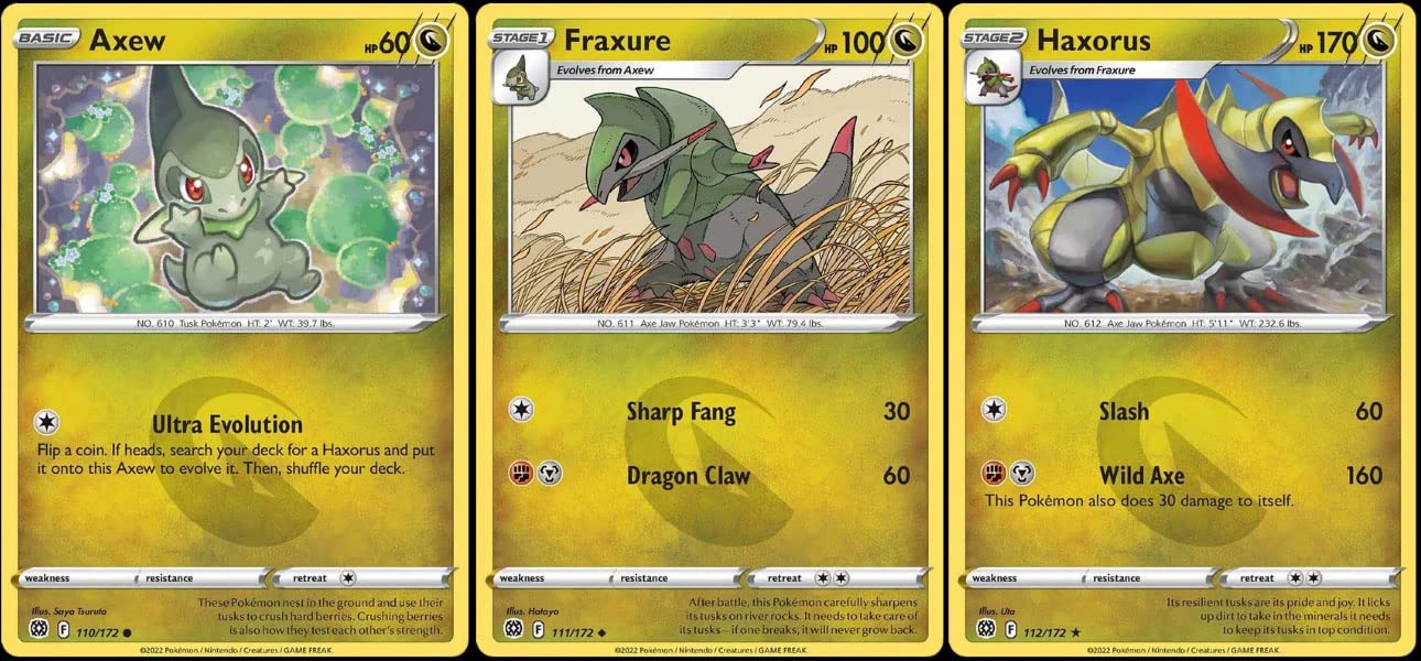 Haxorus 112/172 Brilliant Stars - Evolution Pokemon 3 Card Lot - Dragon Type
