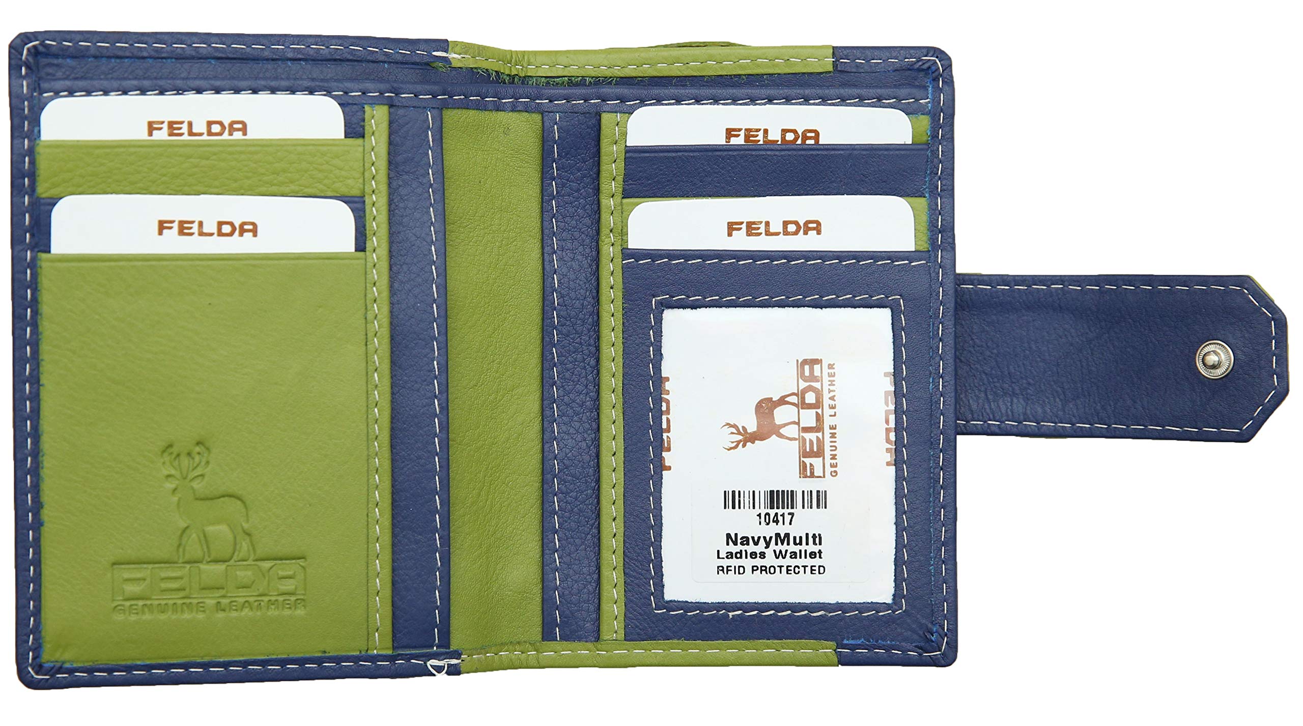 Felda RFID Genuine Leather Ladies Purse Wallet 14 Credit Card Slots & Coins Compartment