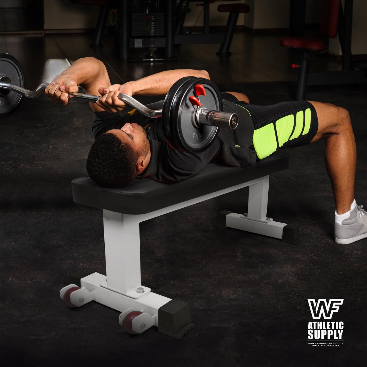CAP Barbell Commercial Grade Weight Bench Flat/Incline/Decline Utility Exercise Olympic Workout Bench for Full Body Workout (Utility Flat Bench, White)