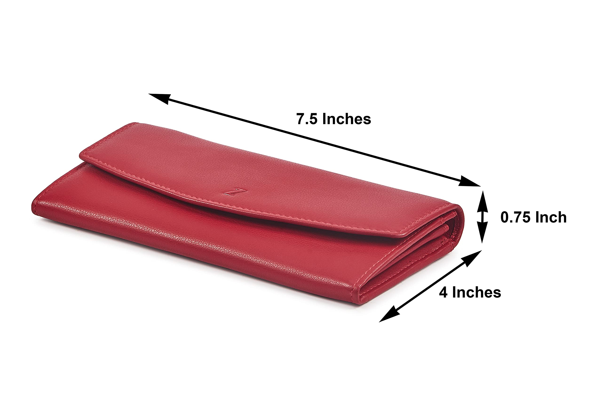 Zinda Genuine Leathers Women’s Wallet Purse Flap Over RFID Protection (Crimson)