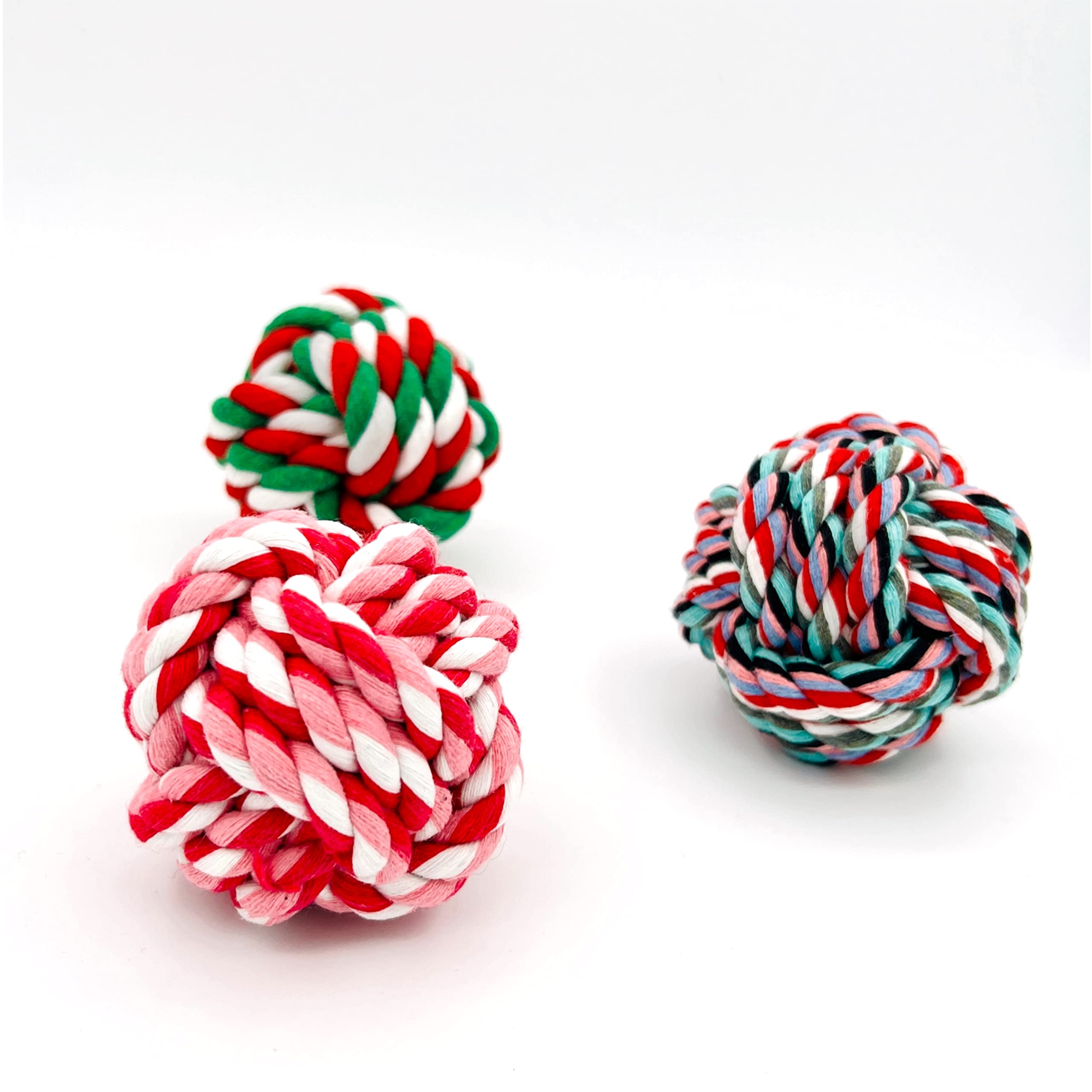 YESWOOD! Puppy Toys Small Rope Balls for Teething, Puppy Chew Pink Toy, Gift for Dogs,Pet Friendly Washable Dog Toy Rope Ball for Small and Medium Dogs(3-Packs)