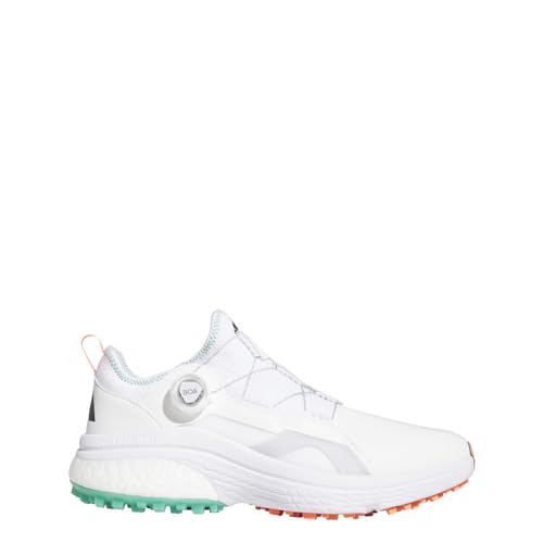 adidas Men's Solarmotion Spikeless BOA Golf Shoes, Footwear White/Core Black/Court Green, 9.5